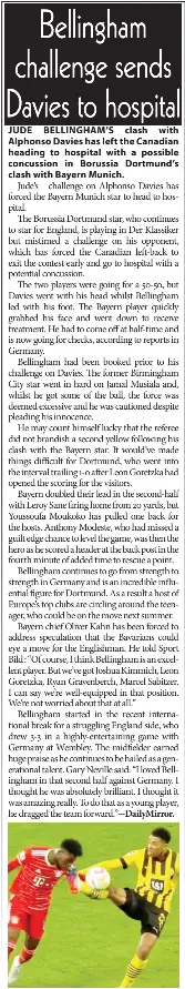 Bellingham challenge sends Davies to hospital - PressReader