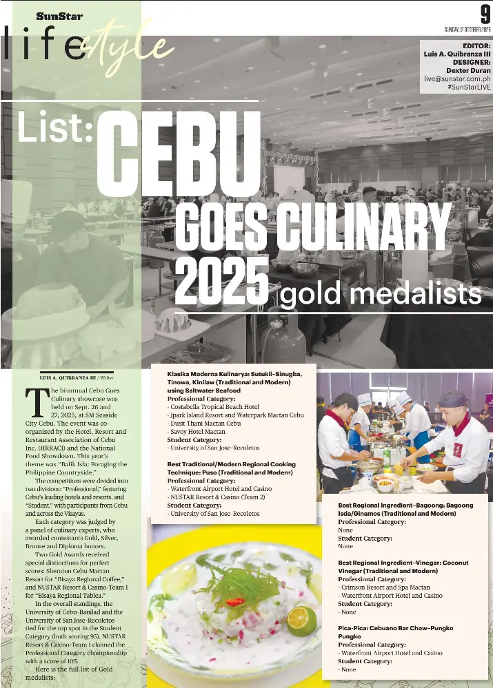 List: CEBU GOES CULINARY 2025 gold medalists - PressReader