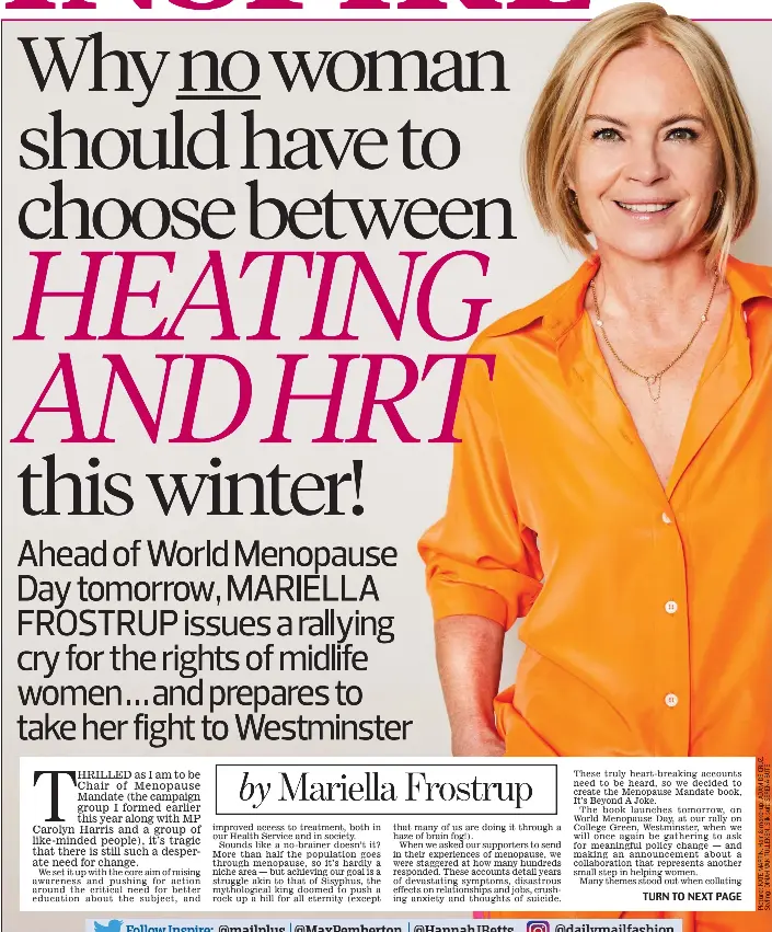 Why no woman should have to choose between HEATING AND HRT this winter! - PressReader