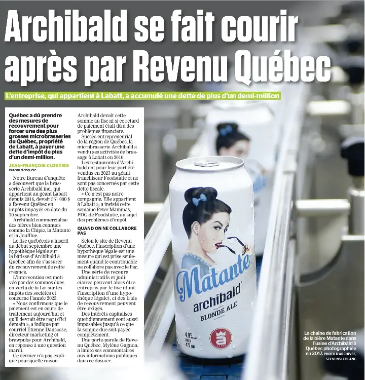 Archibald se fait courir après par Revenu Québec - PressReader
