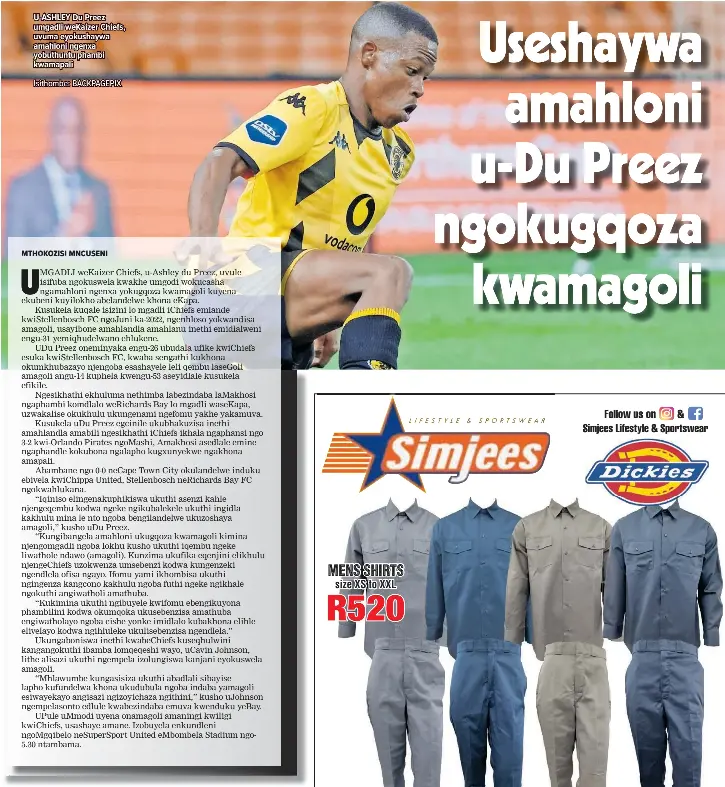 Useshaywa amahloni u-du Preez ngokugqoza kwamagoli - PressReader