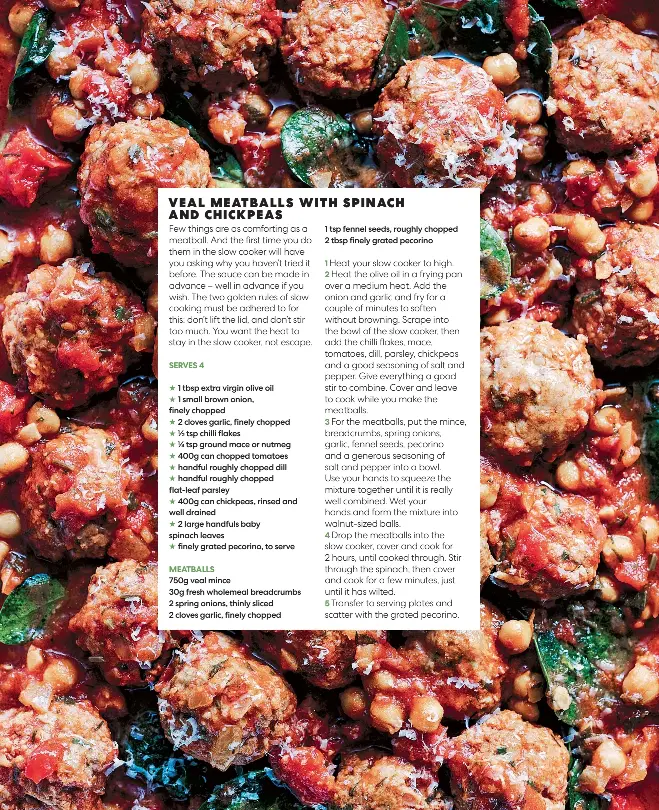 VEAL MEATBALLS WITH SPINACH AND CHICKPEAS - PressReader