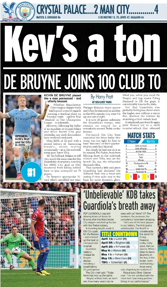 Kev’s a ton DE BRUYNE JOINS 100 CLUB TO - PressReader