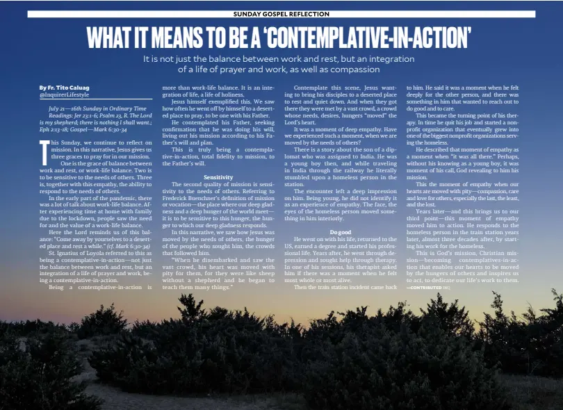 WHAT IT MEANS TO BE A ‘CONTEMPLAT­IVE-IN-ACTION’ - PressReader
