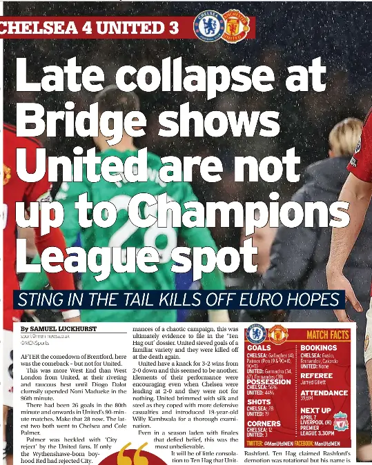 Late collapse at Bridge shows United are not up to Champions League spot - PressReader