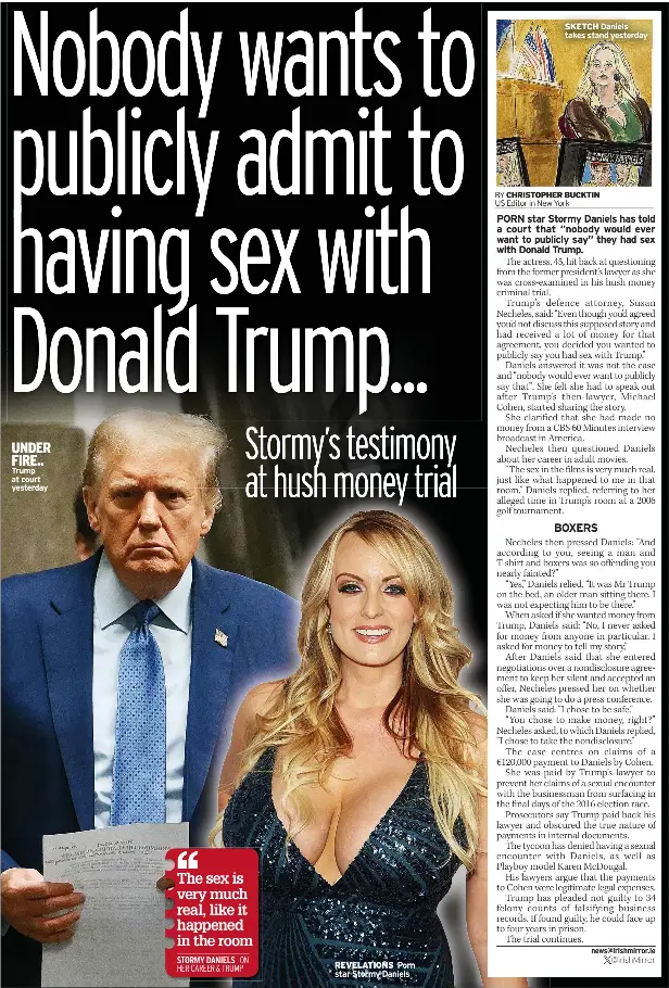 Nobody wants to publicly admit to having sex with Donald Trump... - PressReader