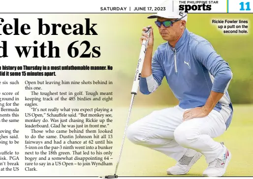 Fowler, Schauffele break US Open record with 62s - PressReader