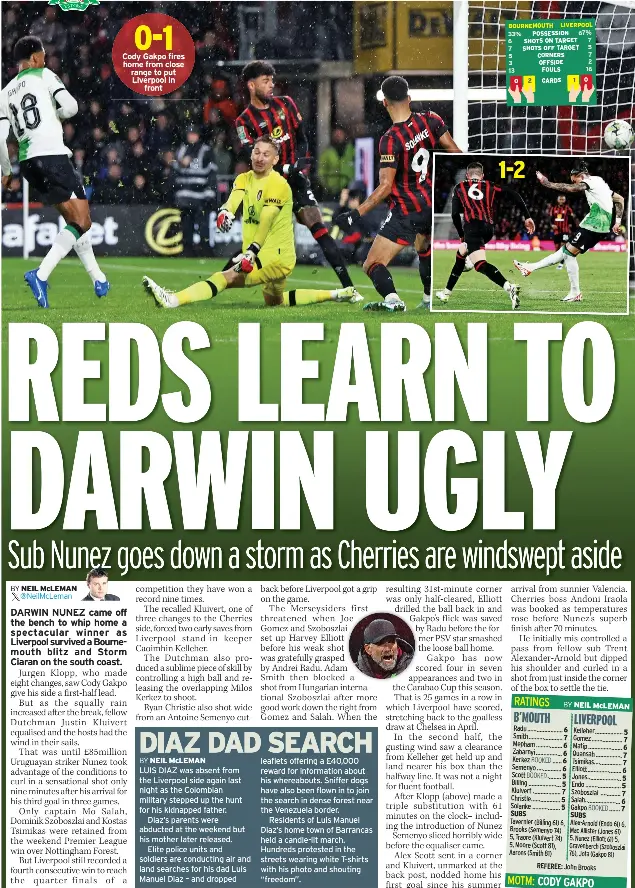 Sub Nunez goes down a storm as Cherries are windswept aside - PressReader