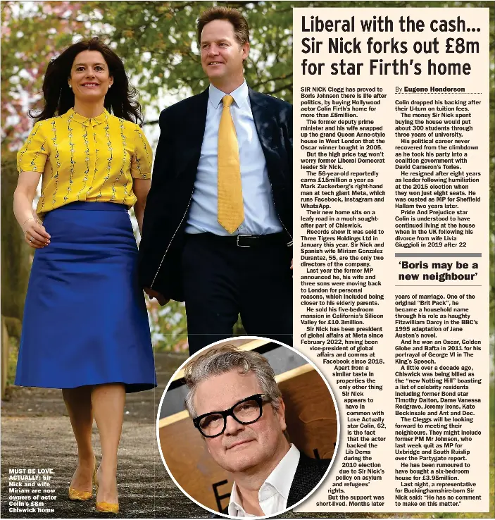 Liberal with the cash... Sir Nick forks out £8m for star Firth’s home ...
