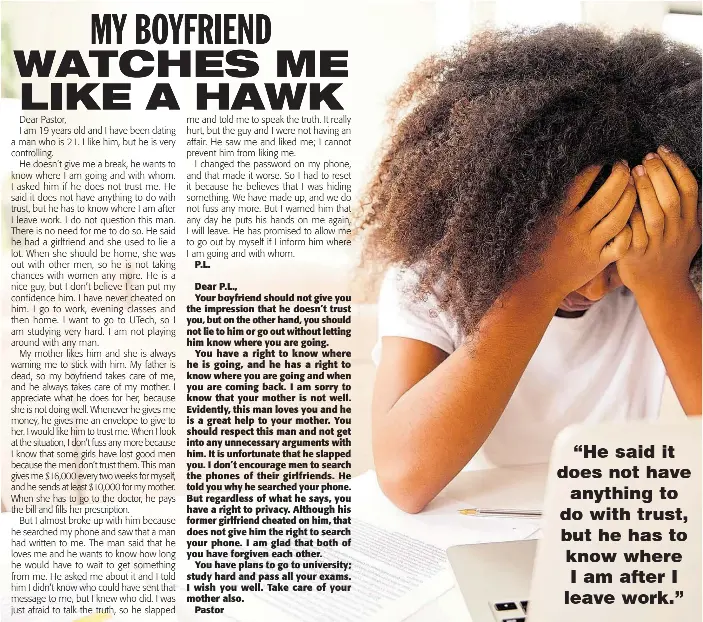 MY BOYFRIEND WATCHES ME LIKE A HAWK - PressReader