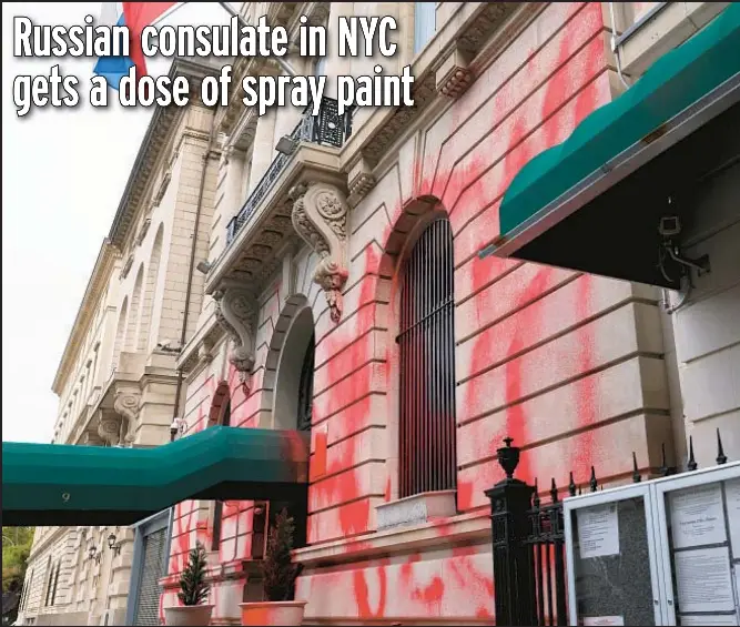 Russian consulate in NYC gets a dose of spray paint Joe hurls new ...