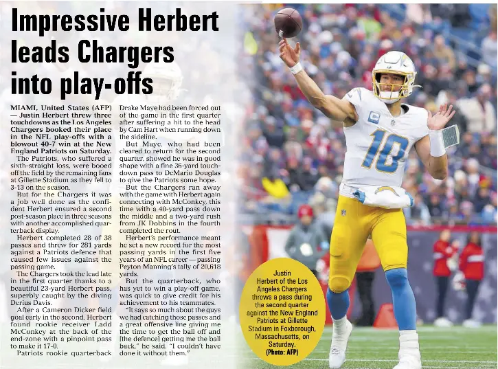 Impressive Herbert leads Chargers into play-offs - PressReader