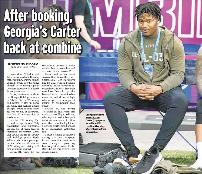 After booking, Georgia’s Carter back at combine - PressReader