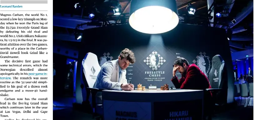 Chess: Carlsen scores in Paris, leads Freestyle Grand Slam after two events - PressReader
