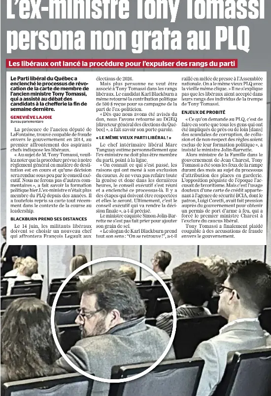 L’ex-ministre Tony Tomassi persona non grata au PLQ - PressReader