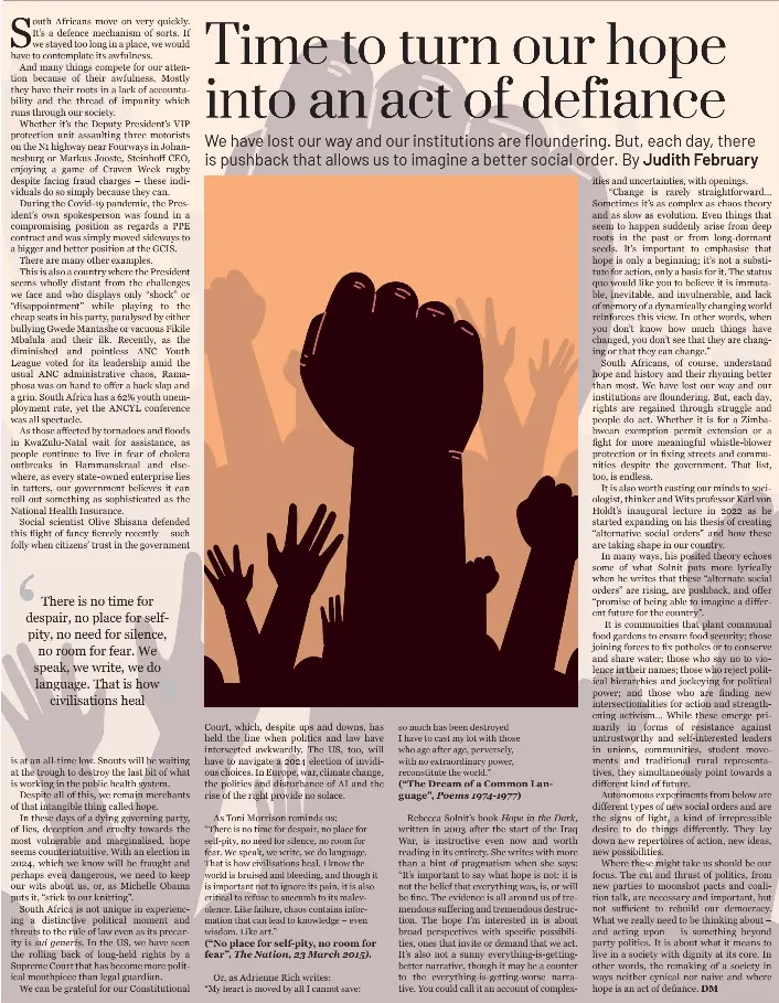 Time to turn our hope into an act of defiance - PressReader