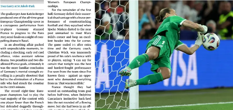 Berger stars in shootout as Germany overcome early red card to fell France at Euro 2025 ...