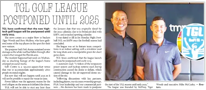 TGL GOLF LEAGUE POSTPONED UNTIL 2025 - PressReader