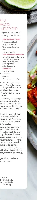 SWEET POTATO CHICKPEA TACOS WITH CORIANDER DIP - PressReader