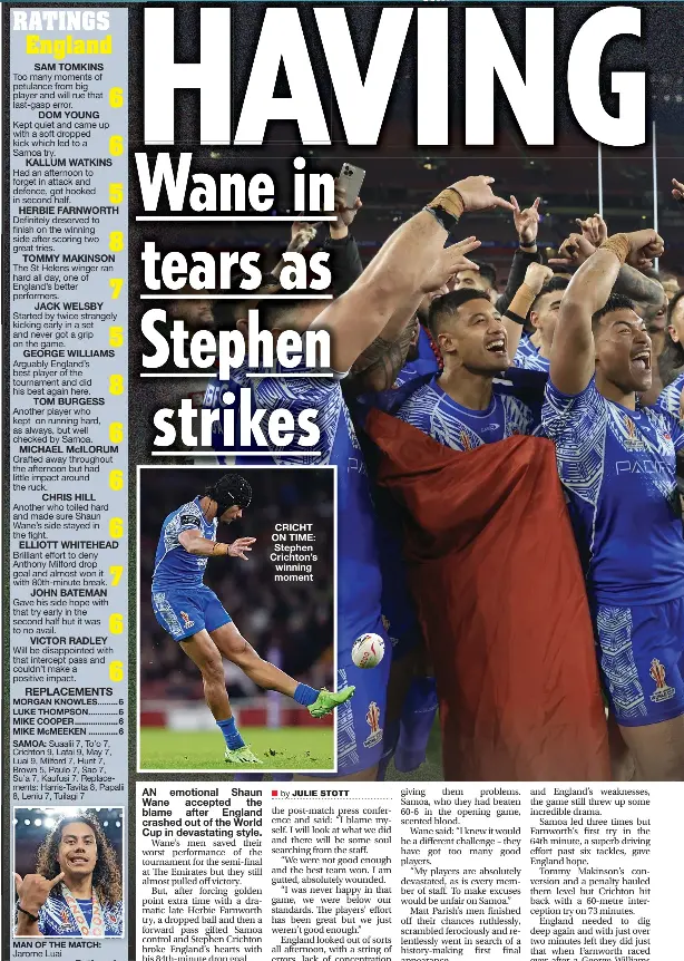 HAVING Wane in tears as Stephen strikes - PressReader