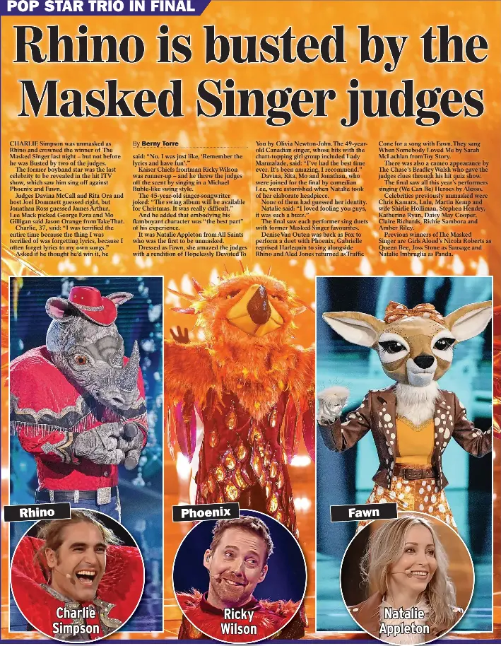 Rhino is busted by the Masked Singer judges - PressReader