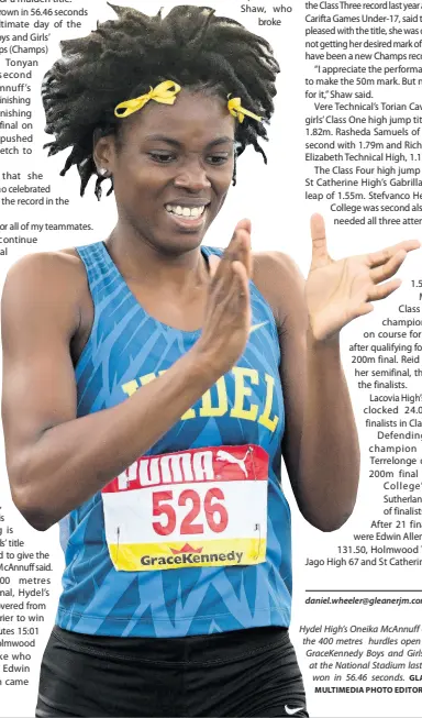 McAnnuff gives Hydel alumnus birthday gift - PressReader