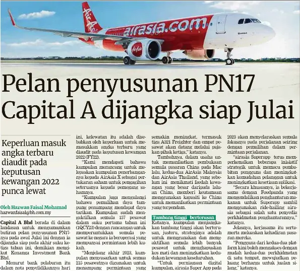 Pelan penyusunan PN17 Capital A dijangka siap Julai - PressReader