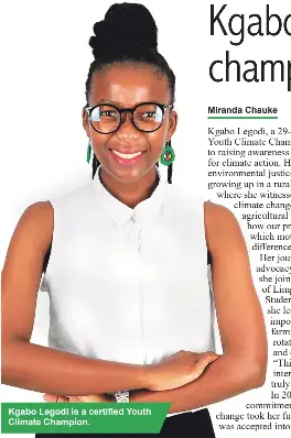 Kgabo Legodi (29) passionate about championin­g for environmen­tal ...
