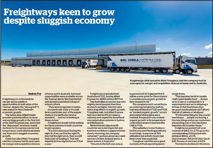 Freightway­s keen to grow despite sluggish economy - PressReader