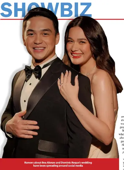 Speculatio­n swirls about Bea Alonzo and Dominic Roque’s wedding - PressReader
