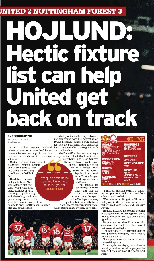 HOJLUND: Hectic fixture list can help United get back on track - PressReader