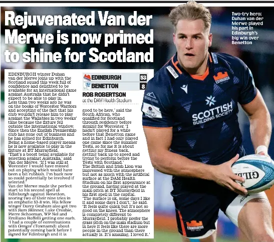 Rejuvenate­d Van der Merwe is now primed to shine for Scotland ...