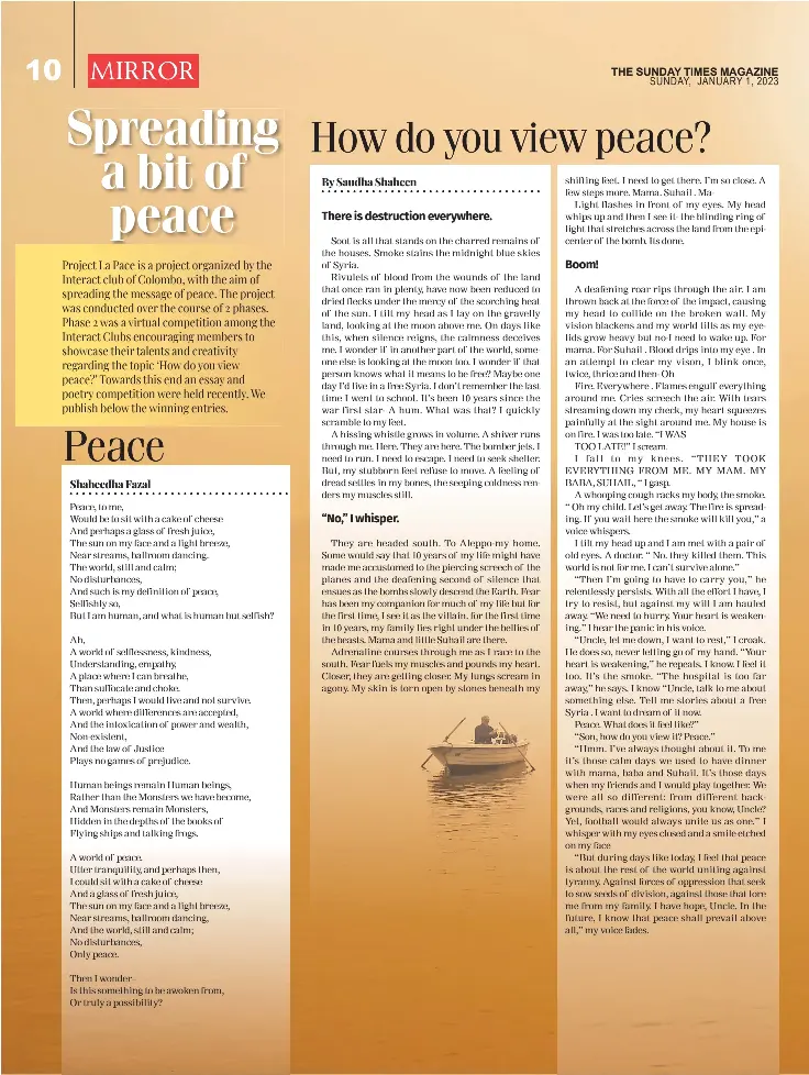 Spreading a bit of peace How do you view peace? - PressReader