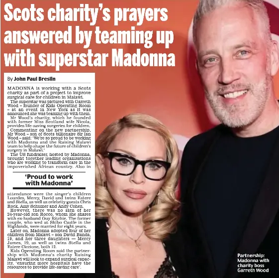 Scots charity’s prayers answered by teaming up with superstar Madonna - PressReader