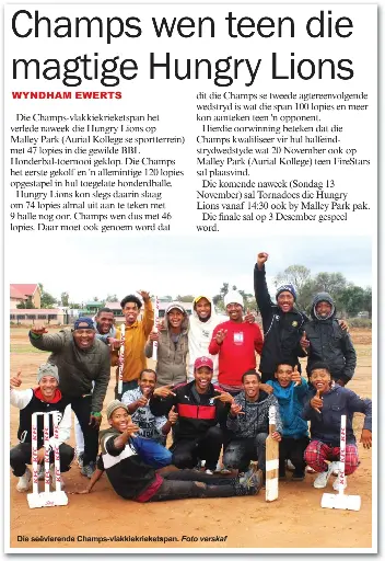 Champs wen teen die magtige Hungry Lions - PressReader