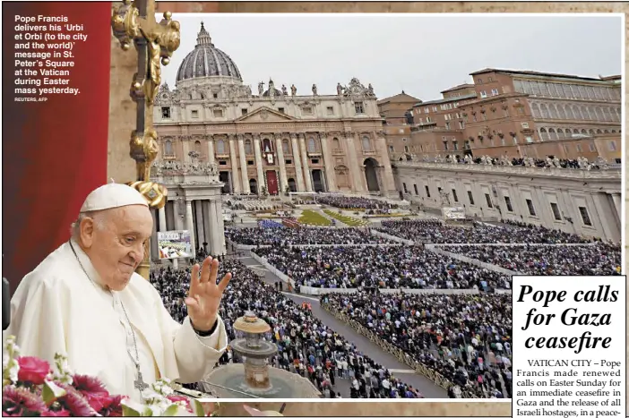 Pope calls for Gaza ceasefire - PressReader