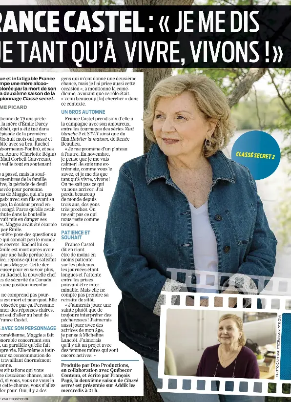 FRANCE CASTEL :«JEMEDIS QUE TANT QU’À VIVRE, VIVONS !» - PressReader