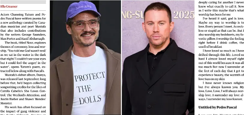 Channing Tatum and Pedro Pascal write poems for Canadian musician ...
