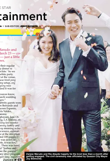 ZANJOE AND RIA PULL OFF SURPRISE WEDDING - PressReader