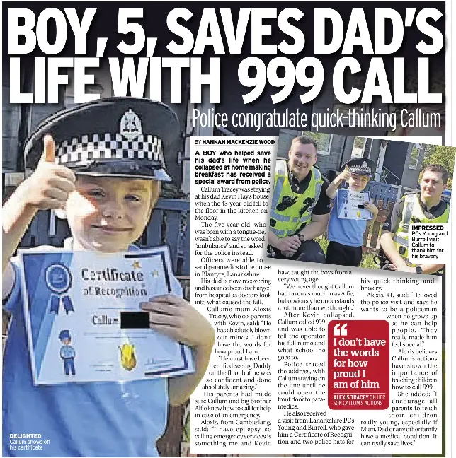BOY, 5, SAVES DAD’S LIFE WITH 999 CALL - PressReader