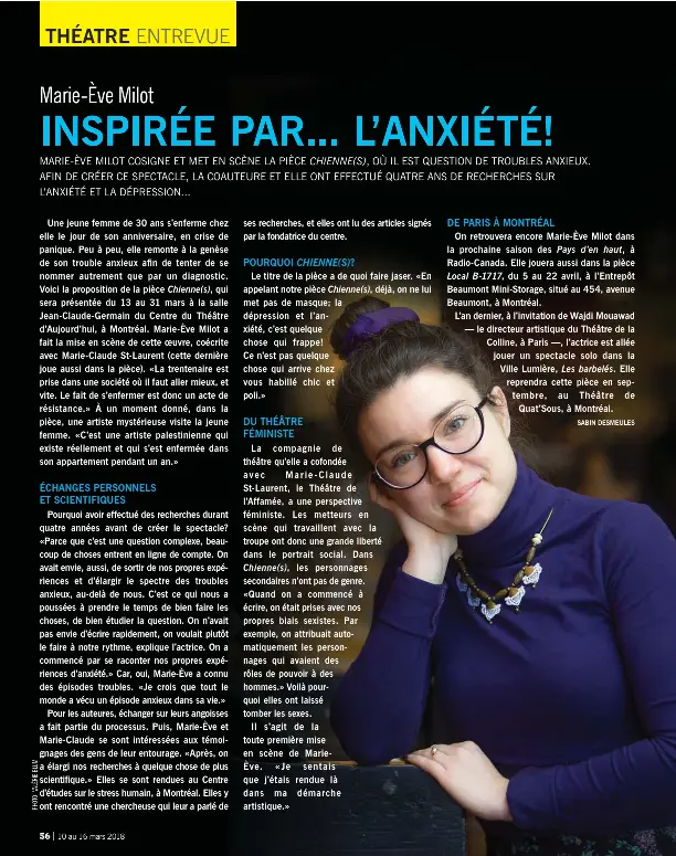 Marie- Ève Milot: inspirée par l’anxiété - PressReader