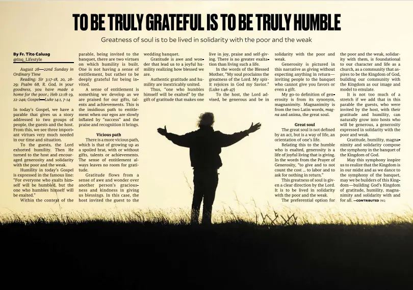 TO BE TRULY GRATEFUL IS TO BE TRULY HUMBLE - PressReader