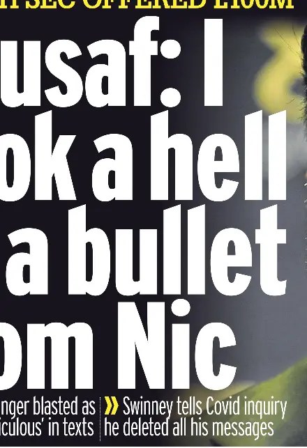 Yousaf: I took a hell of a bullet from Nic - PressReader