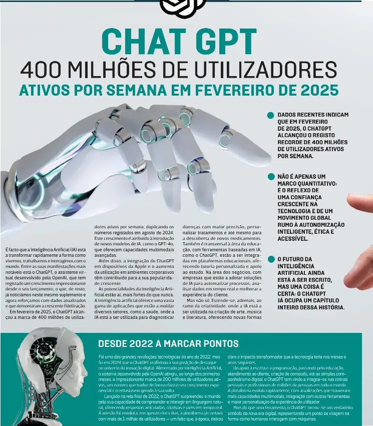 CHAT GPT 400 MILHÕES DE UTILIZADOR­ES - PressReader