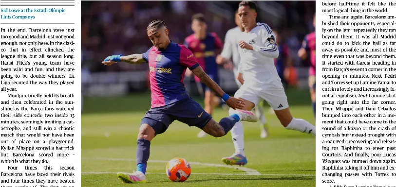 Barcelona see off Mbappé-inspired Real Madrid in seven-goal thriller to close on title - PressReader