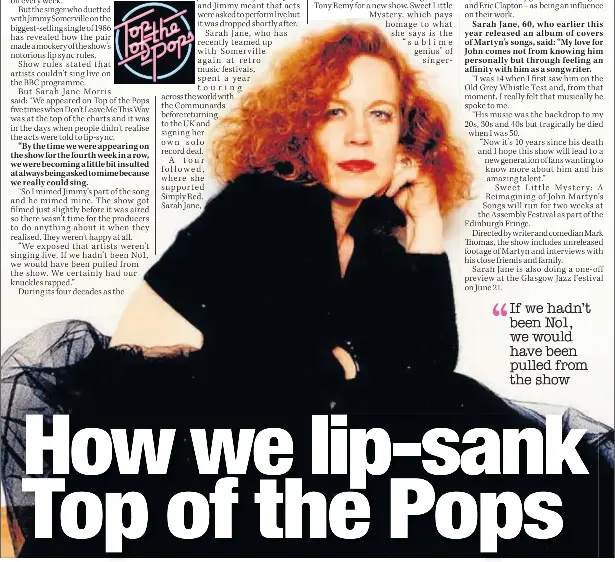 Singer says the Communards made a mockery of show’s rules for live acts ...