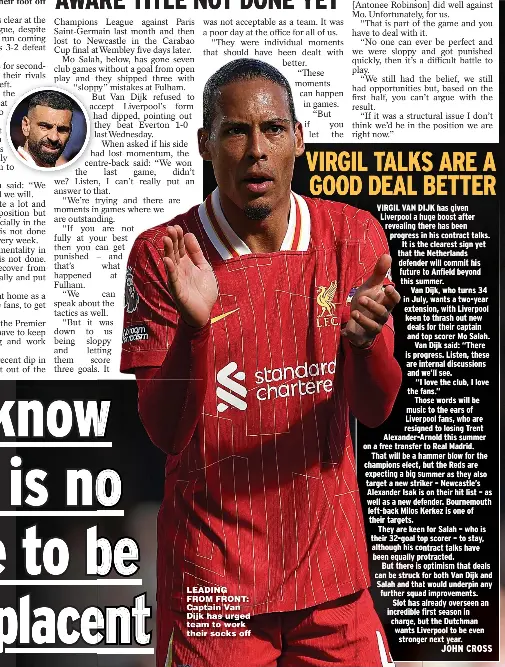 VAN DIJK INSISTS REDS ARE AWARE TITLE NOT DONE YET We know this is no time to be complacent ...