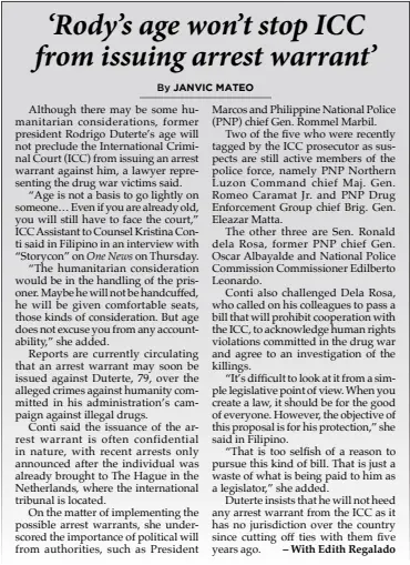 ‘Rody’s age won’t stop ICC from issuing arrest warrant’ - PressReader