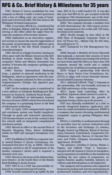 RFG & Co. Brief History & Milestones for 35 years - PressReader