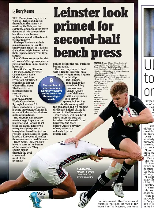 Leinster look primed for second-half bench press - PressReader
